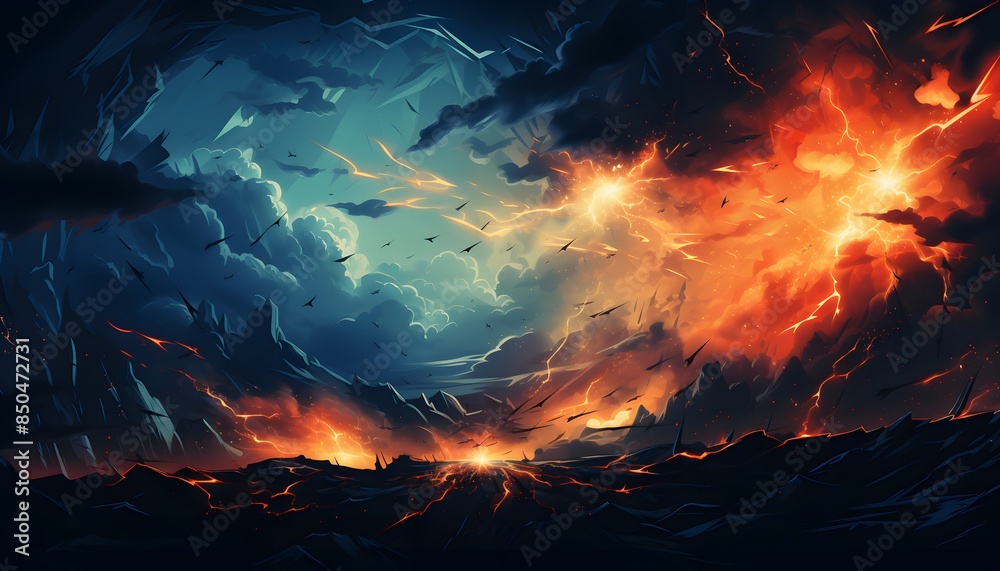 comic background featuring a thunder flash, Comic abstract pop art ...