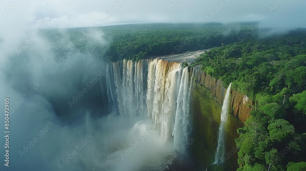The magnificent Kaieteur Falls in Guyana, one of the world's tallest ...