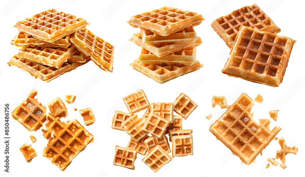 Square Waffle waffles wafel batter dessert on transparent cutout, PNG ...