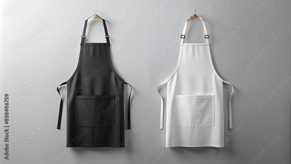 Mockup of blank empty black and white apron for shop branding identity ...