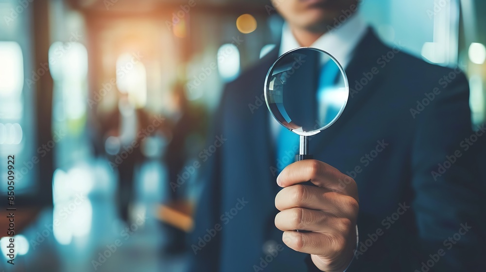 Businessman use magnifying glass focus to Resume checklist for employee ...