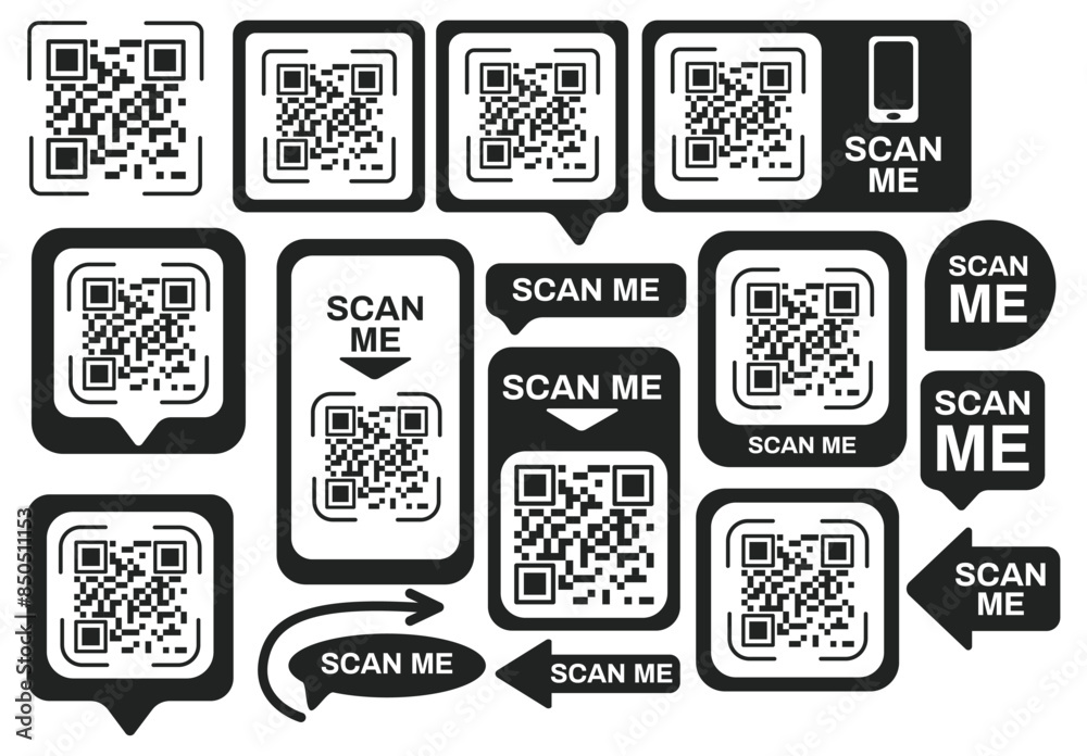 QR code color set. Shortened link to webpage. Barcodes with text scan ...
