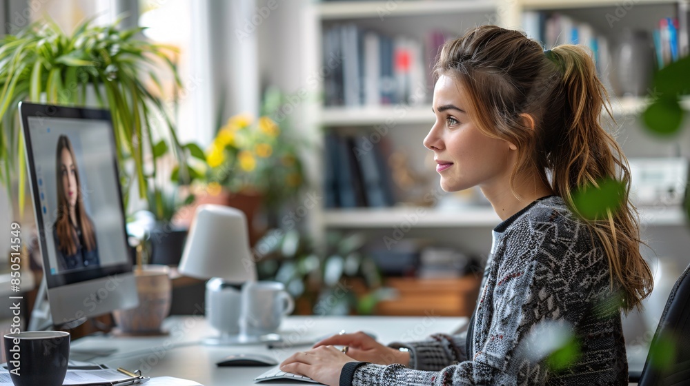An interview setup with a candidate and interviewer on a video call, Stock Photo | Adobe Stock