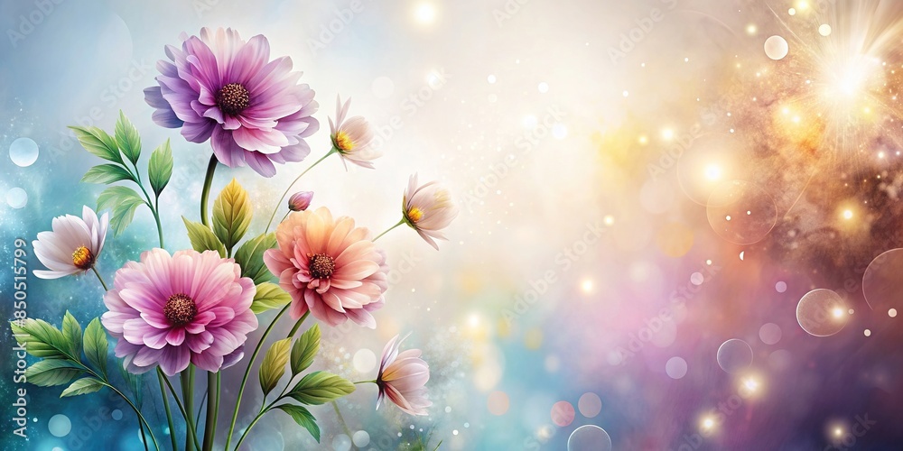 Elegant condolence card design with fantasy ink flowers on bright ...