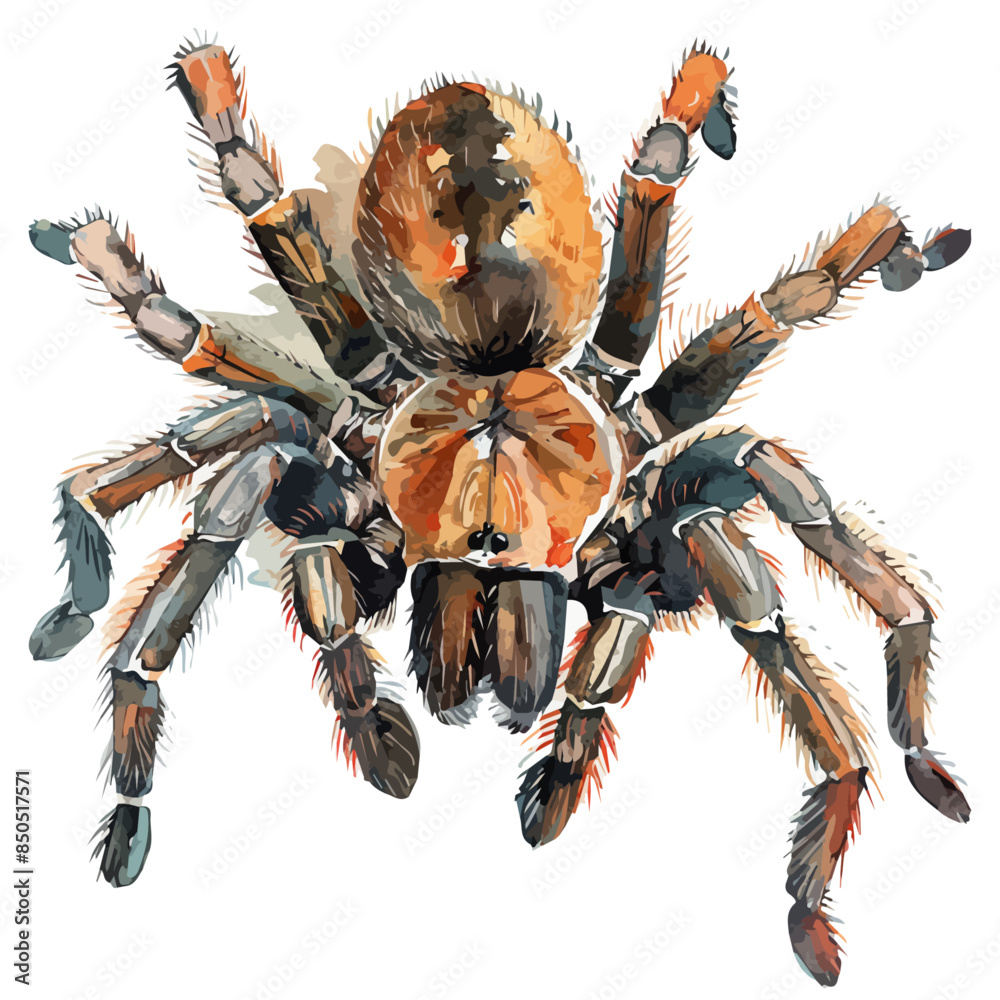 Watercolor Graphic vector of a tarantula Spider, isolated on a white ...