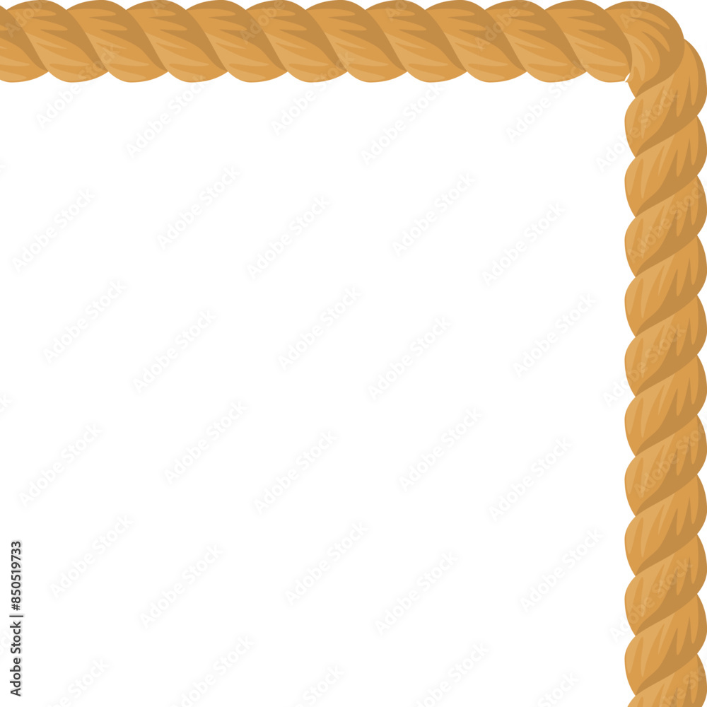 Golden brown twisted rope corner isolated white background. Strong ...