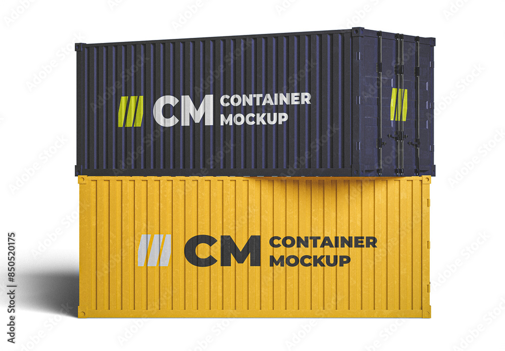 Shipping Container Set Mockup Stock Template | Adobe Stock