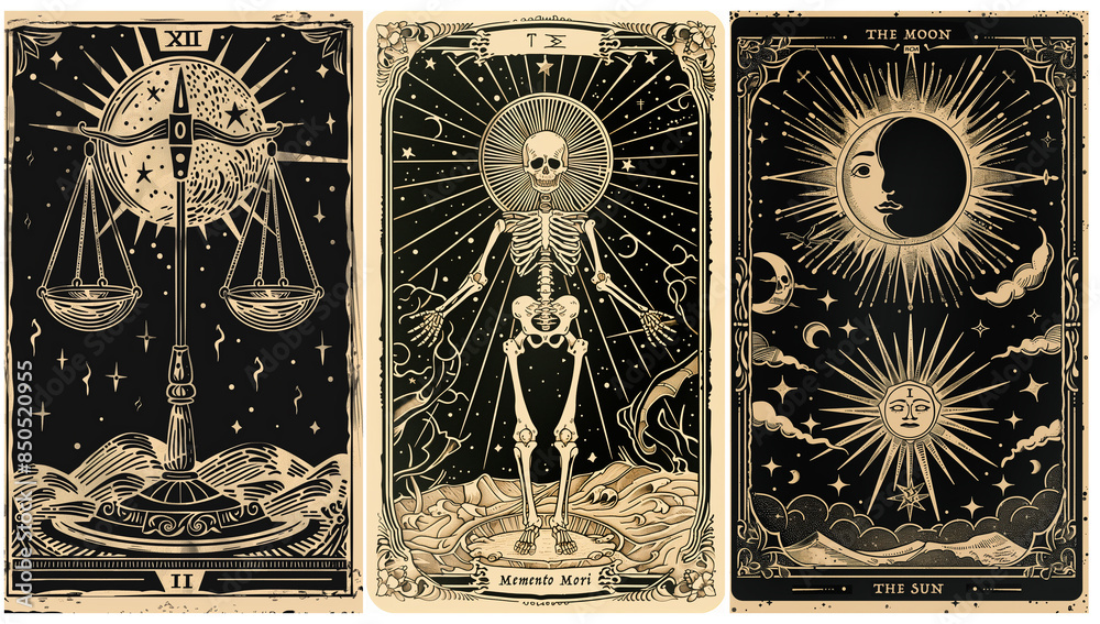 Antique tarot card, occult vintage background Stock Illustration ...