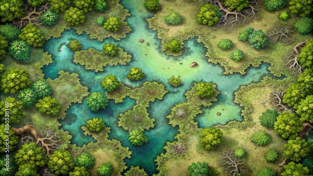 Swamp battlemap for Dungeons and Dragons featuring murky waters ...