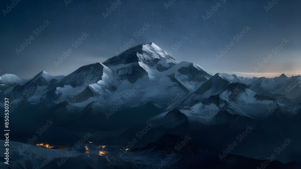 Mount Everest,nepal night view, World hieghts mountain,camera from top ...