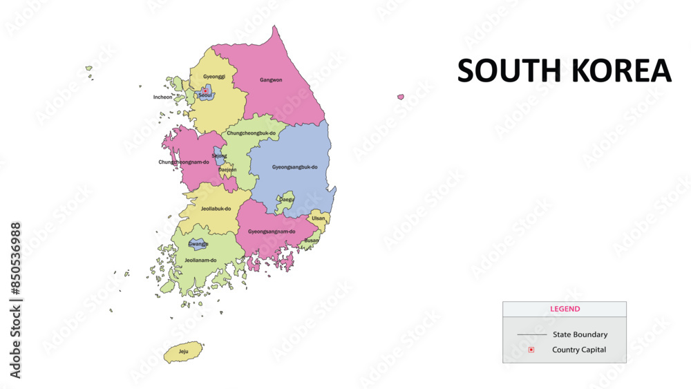 South Korea Map. State and union territories of South Korea. Detailed ...