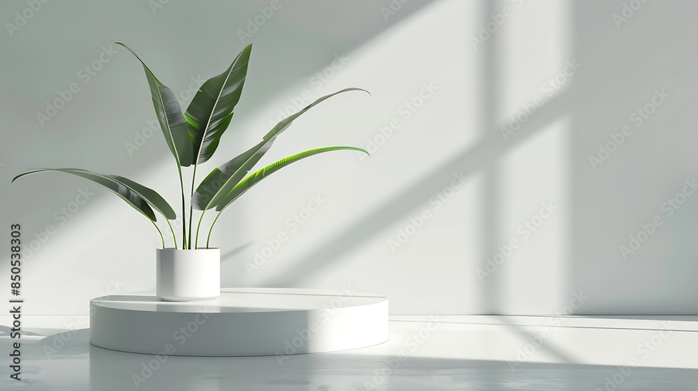 Background White Shadow Light Plant Room 3d Counter Display Sunlight ...