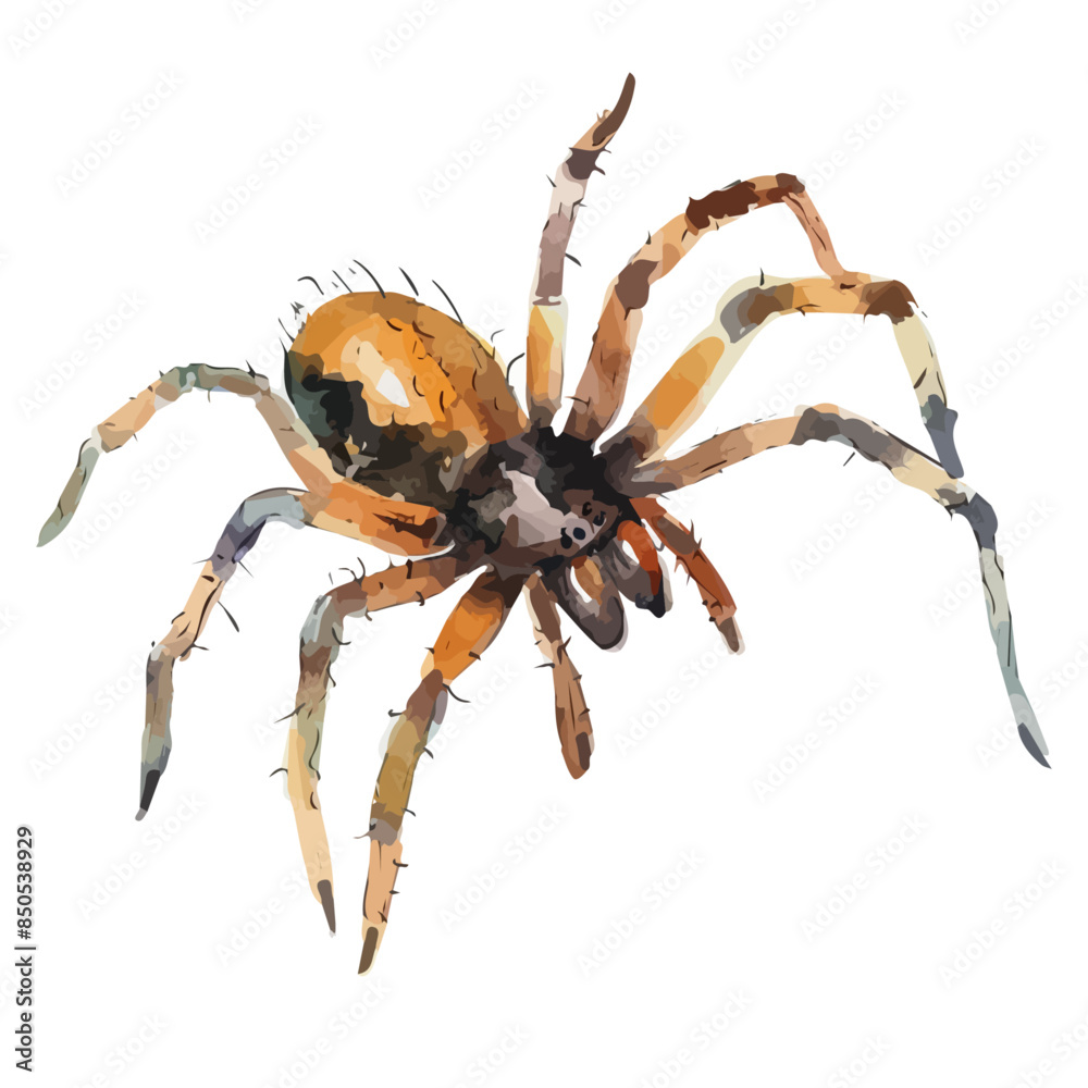 Watercolor vector of a venomous spider, isolated on a white background ...