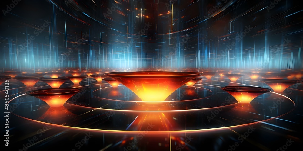 Analyze sales funnel data on futuristic abstract tech background for ...