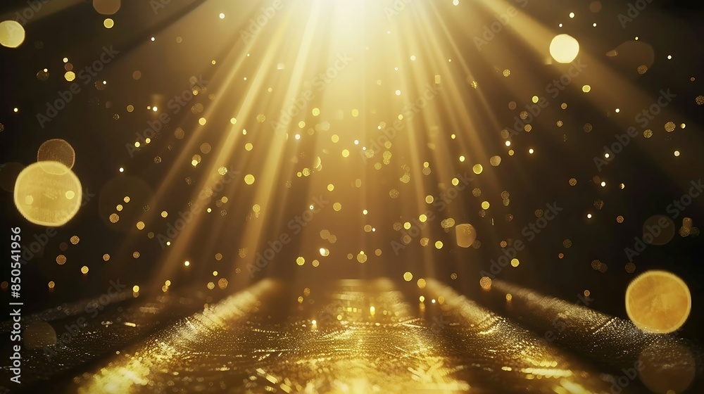 4K 3D Award party stage golden stage glitter animation stars lights and ...