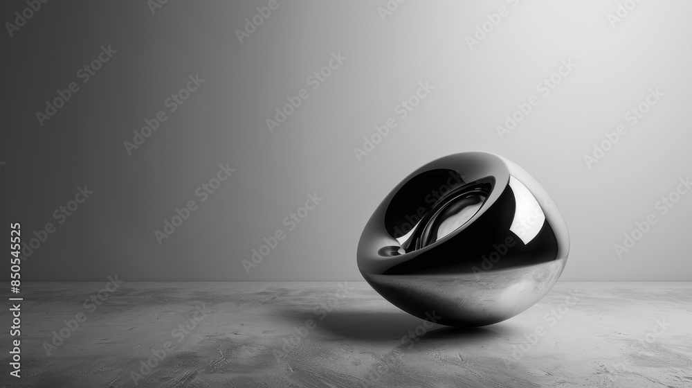 a black and white photo of a Abstract minimal object, Digital Image,3d ...