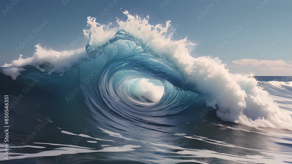 sea wave long , noon, daylight(blue sky),sea wave with foam close-up ...