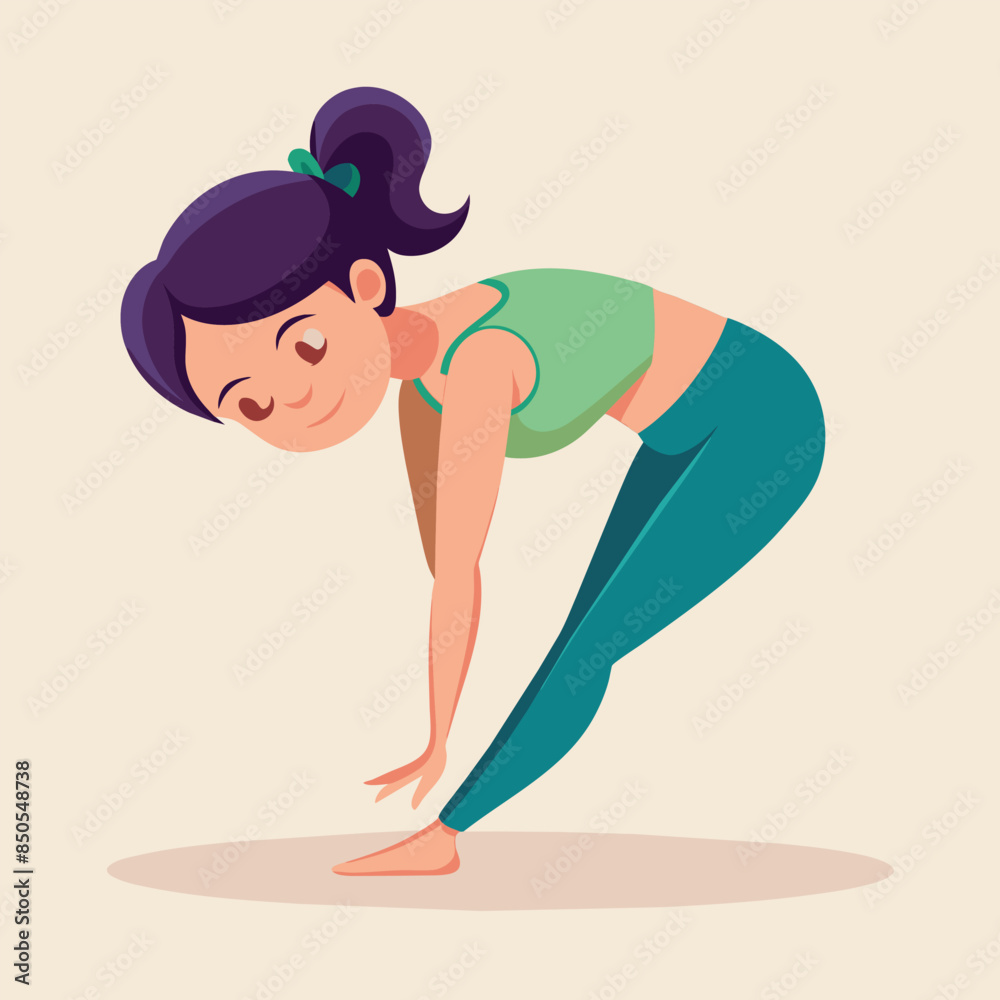 Vetor de Illustration of a young woman bending forward in a standing ...