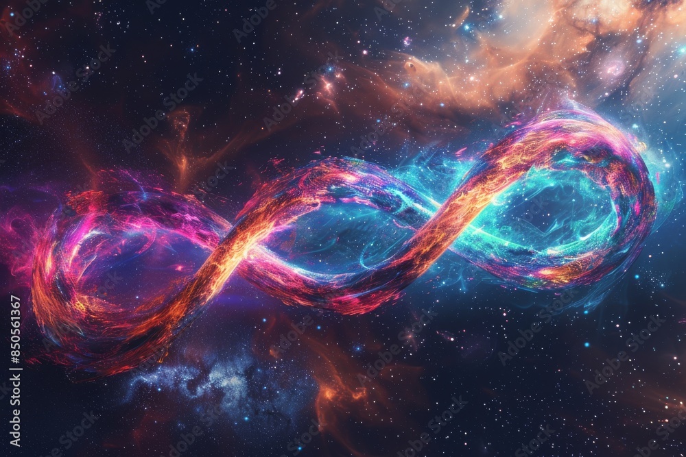 free flowing infinity symbol in the form of colorful electrifying ...