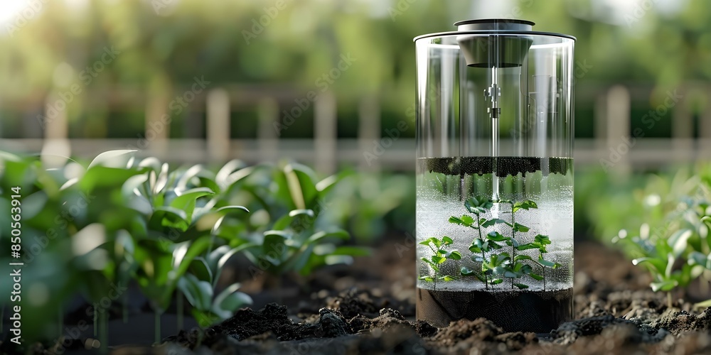 Digital illustration of biochar filter unit demonstrating water ...