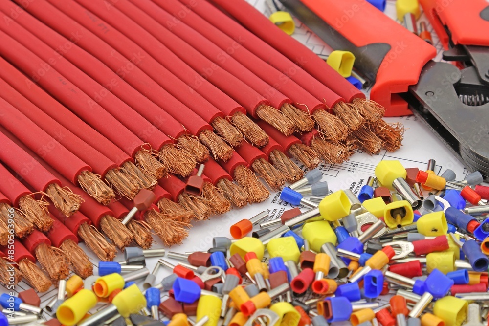 Materials for electrical installation work during the assembly of ...