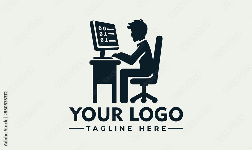 Tech Genius Vector Logo Man Coding Capture Attention With The Bold And Memorable Man Coding