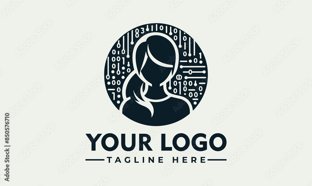 Woman Coding Vector Logo Embrace the Brilliance and Tech-Savviness with ...