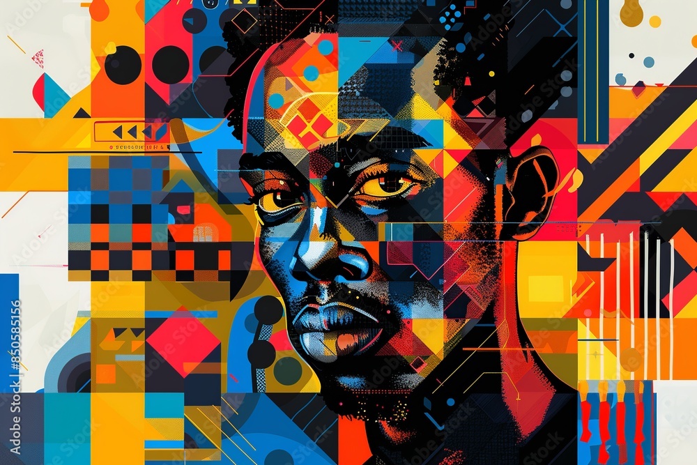 This abstract portrait of a Black man for Black History Month showcases ...