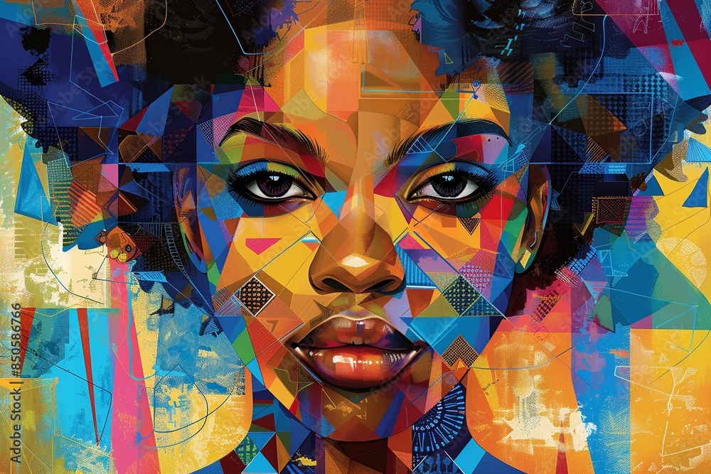 This abstract portrait of a Black man for Black History Month showcases ...