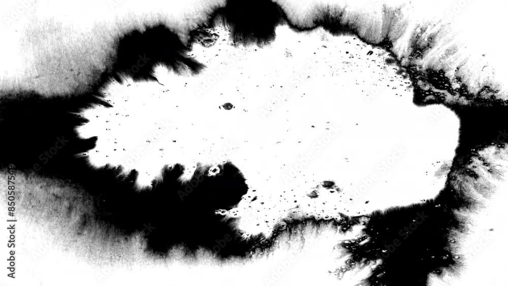 Black ink rorschach effect abstract background artistic flow splatter ...