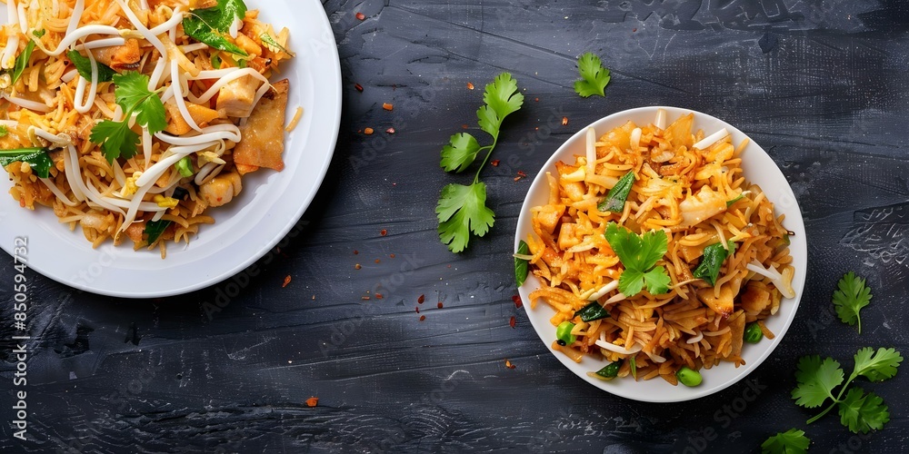 Overhead view of Sri Lankan Kottu Roti on white plate. Concept Food ...