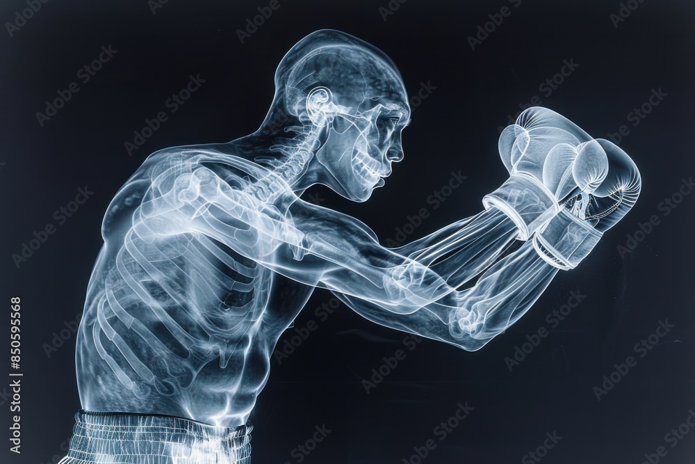 Captivating x-ray style image showcasing a boxing pose, highlighting ...