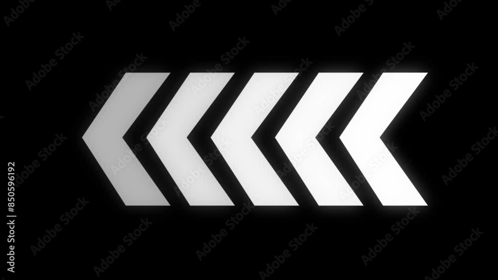 Animated looping swipe left white arrow pointing to the right isolated ...