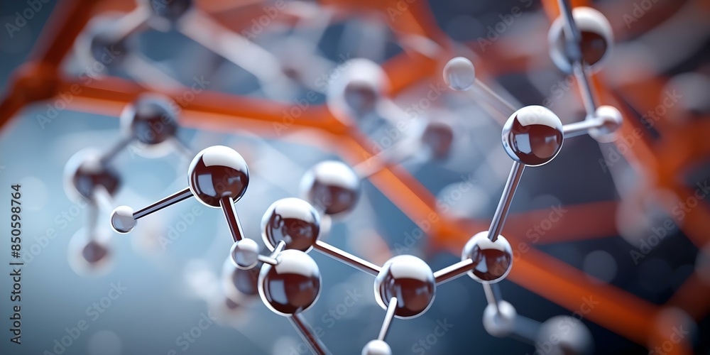 3D molecular structure of an amino acid chain in biochemistry and ...