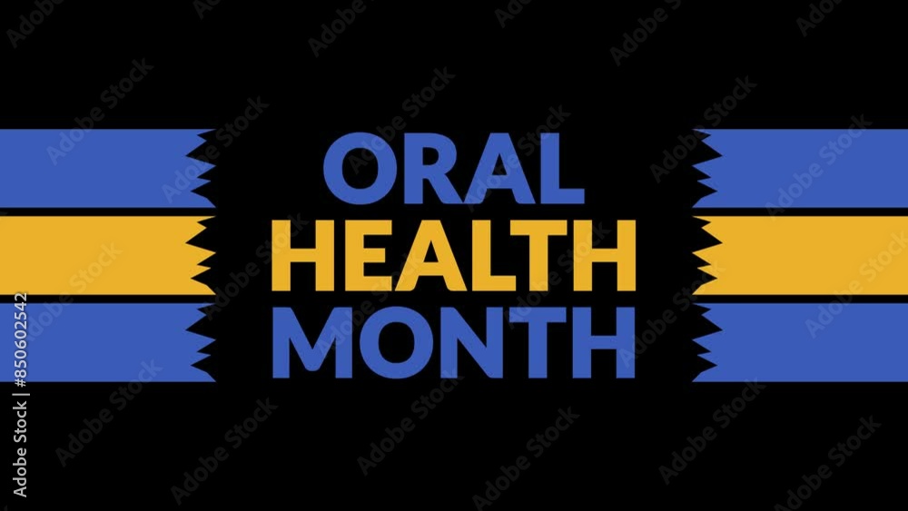 Oral Health Month Seamless looping Text Animation with side lines on ... Oral Health Month Seamless looping Text Animation with side lines on ...