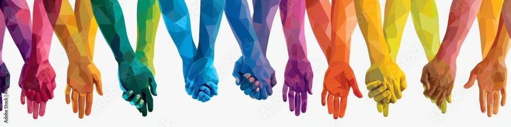 People of all colors holding hands, inclusive business mentality ...