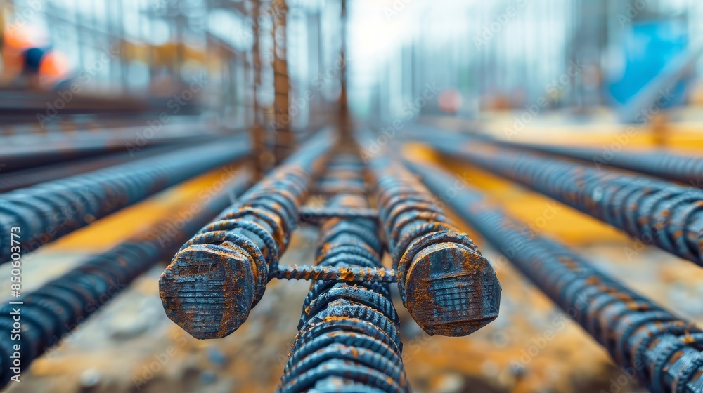 Close-up of Reinforced Steel Bars - A detailed view of steel ...