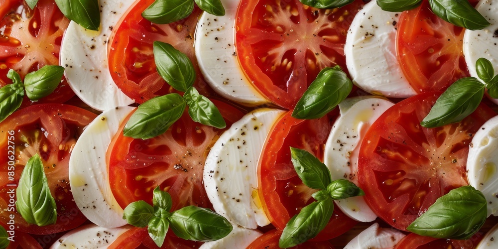 Full frame image of caprese salad background banner, vegetarianism ...