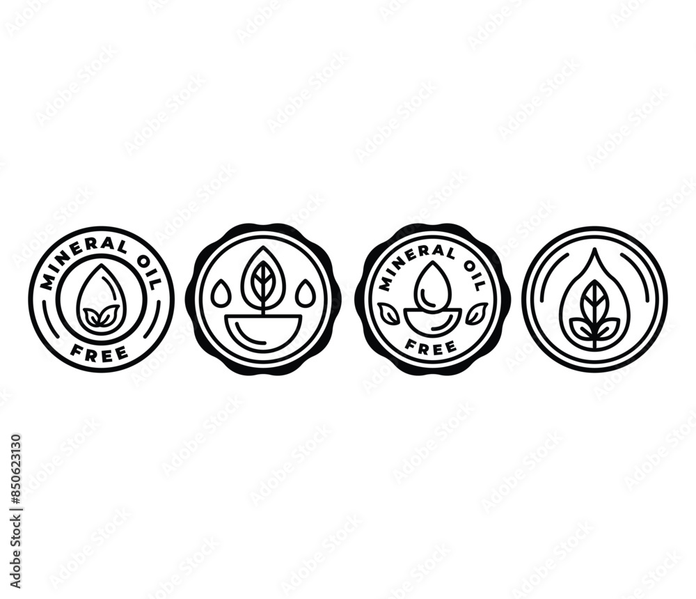mineral oil free icons symbol sign badge round shape vector design ...