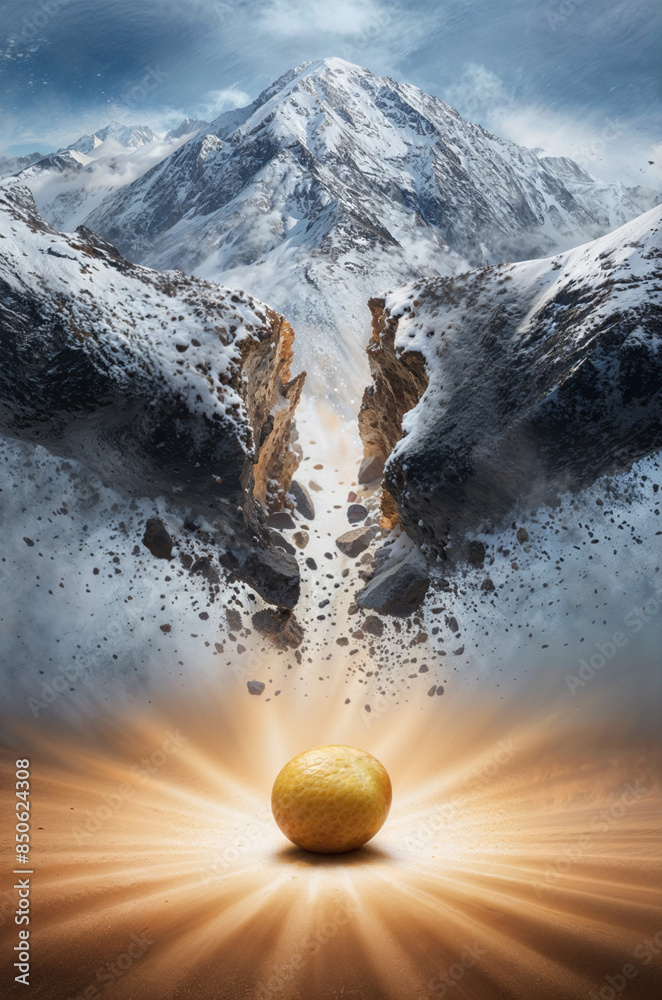 Faith concept art. The Parable of the Mustard Seed. Moving mountains. if you have faith as small ...