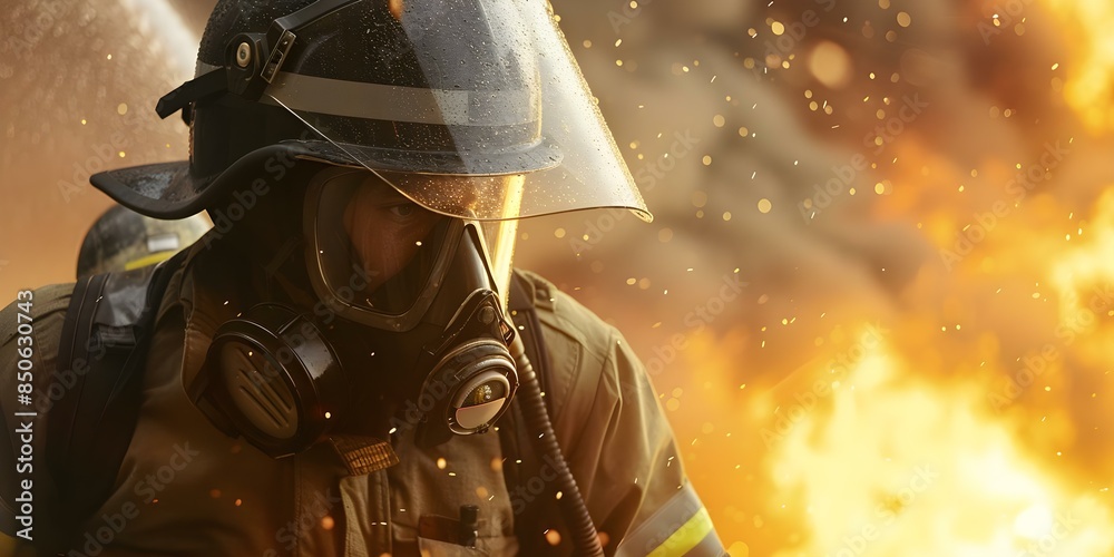 A firefighter heroically rescuing people from a burning building and ...