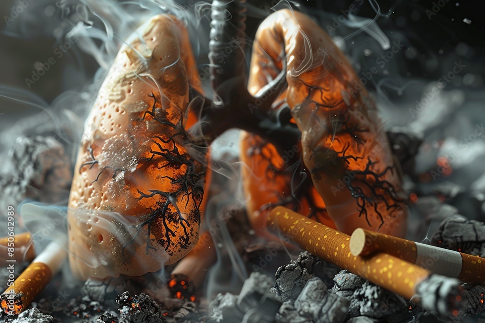 Explore the devastating effects of cigarette smoke on lung anatomy and function through a visual ...