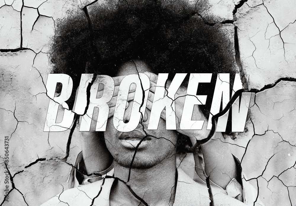 Broken Stone Photo Effect Mockup With Generative AI Stock Template ...