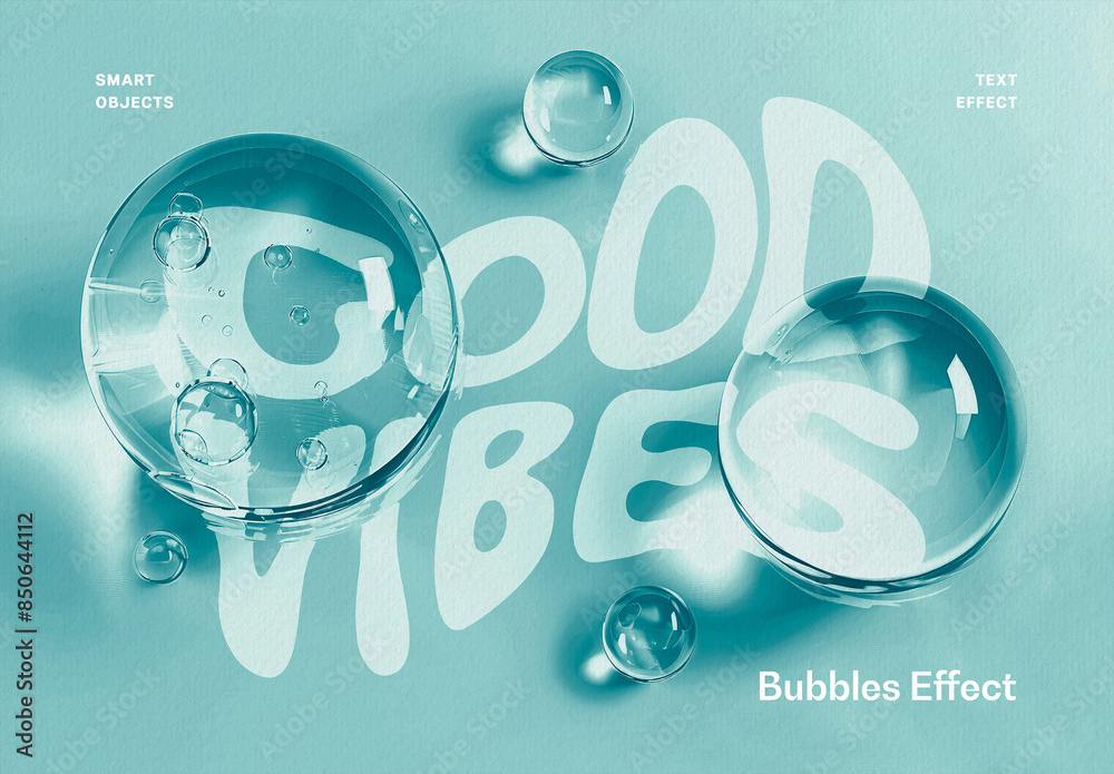 Bubbles Text And Logo Effect Mockup With Generative AI Stock Template ...
