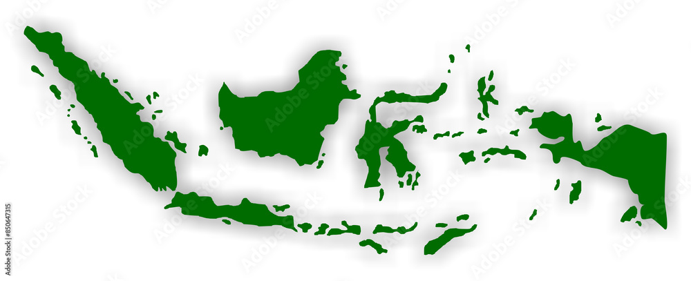 Indonesian Map in Green Color, Map of Indonesia, can use for App, Art ...