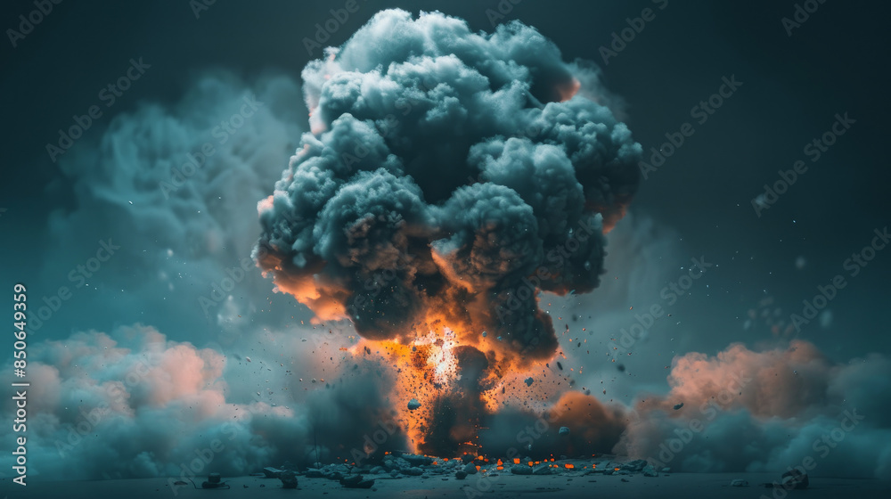 A photo of a bomb with smoke coming out. The picture is dark and the ...