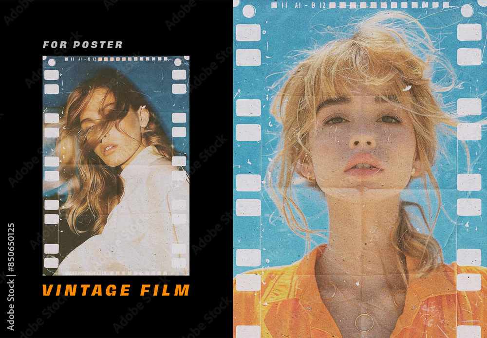Retro Film Frame Poster Photo Effect Mockup With Generative AI Stock ...
