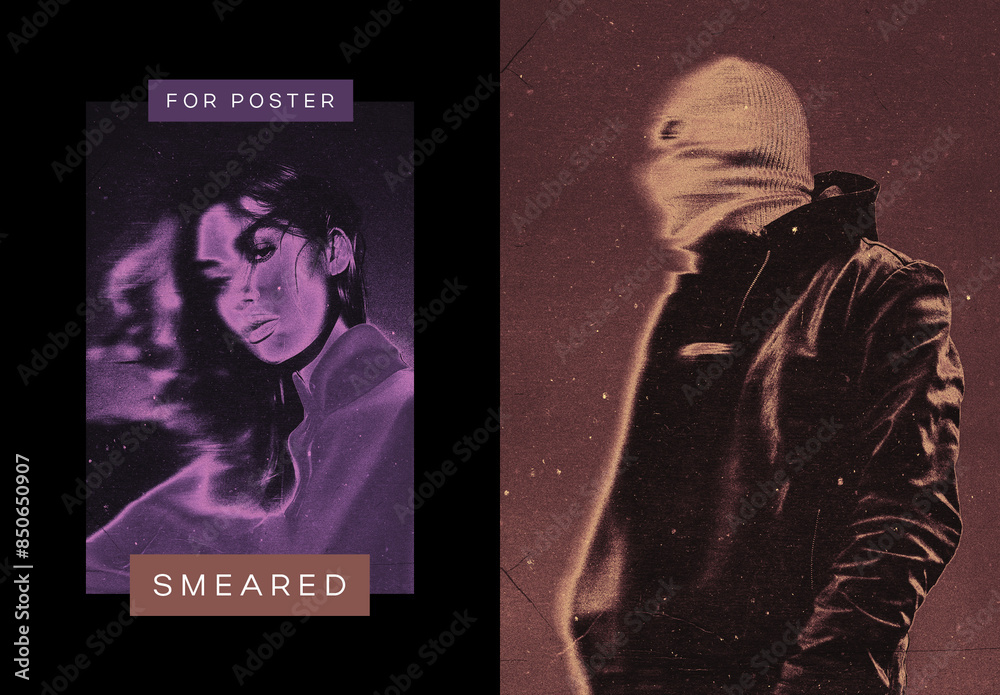 Smeared Poster Photo Effect Mockup Stock Template | Adobe Stock
