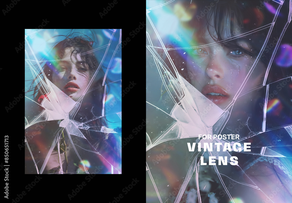 Vintage Lens Poster Photo Effect Mockup With Generative AI Stock ...