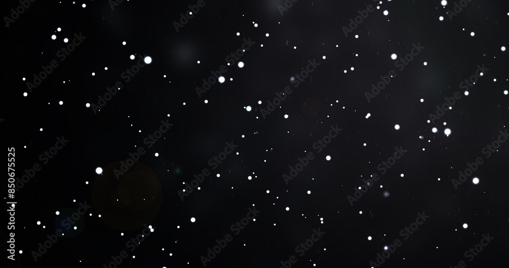 Natural organic air dust particles float in the space dark light ...